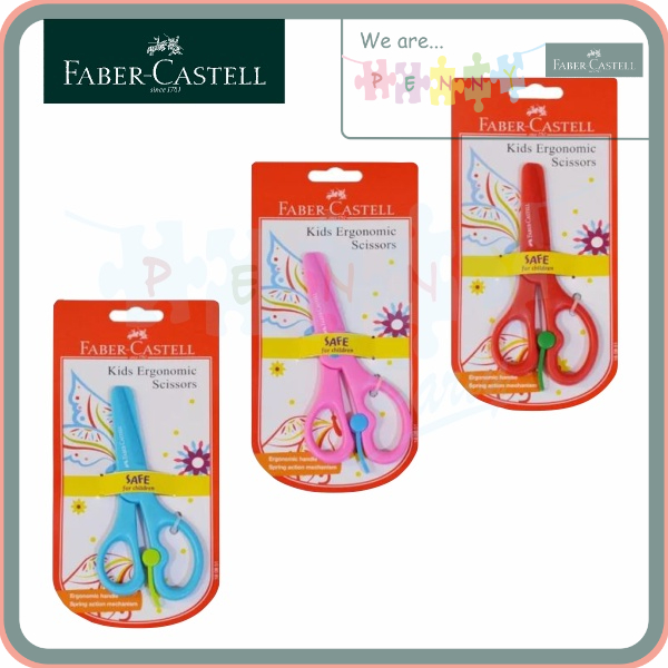Faber Castell Plastic Children's Scissors Kids Ergonomic Scissors 100% ...