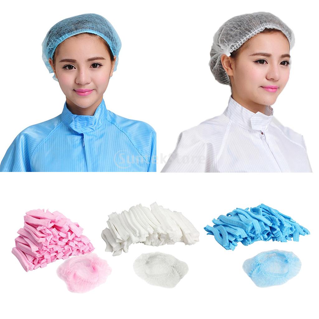 100 Pieces Hair Head Covers Net Bouffant Cap Non Woven Nets Head ...