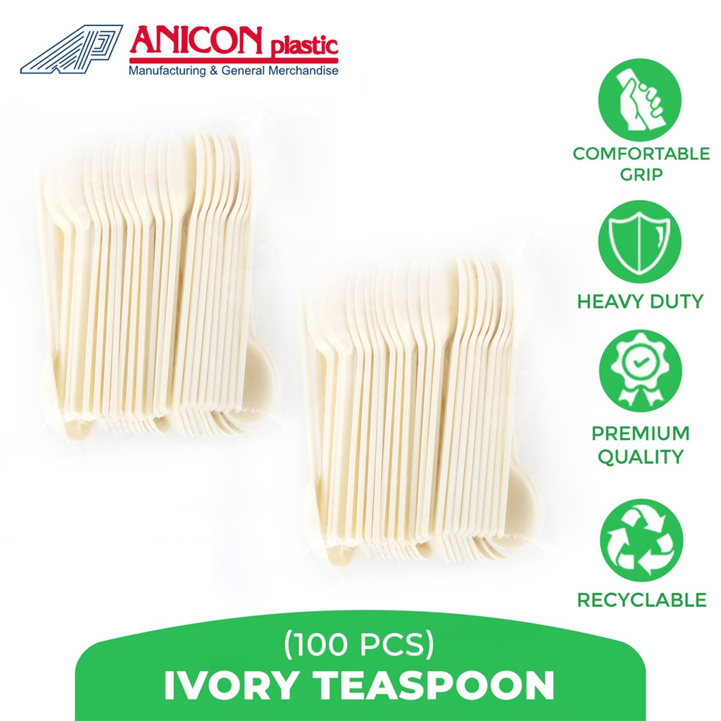 Anicon Premium Quality Disposable Plastic Teaspoon - 100pcs (Ivory ...
