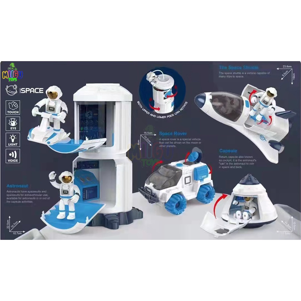 Miigu Toys Astronaut Spaceship Set Space Capsule Rover Shuttle Station ...