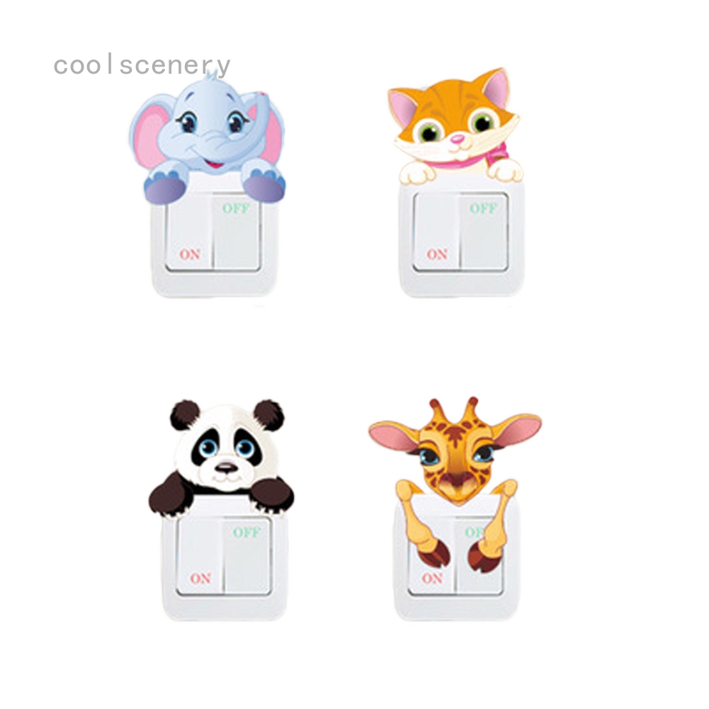 PVC Removable Cute Animal Light Switch Funny Wall Window Decal Vinyl ...