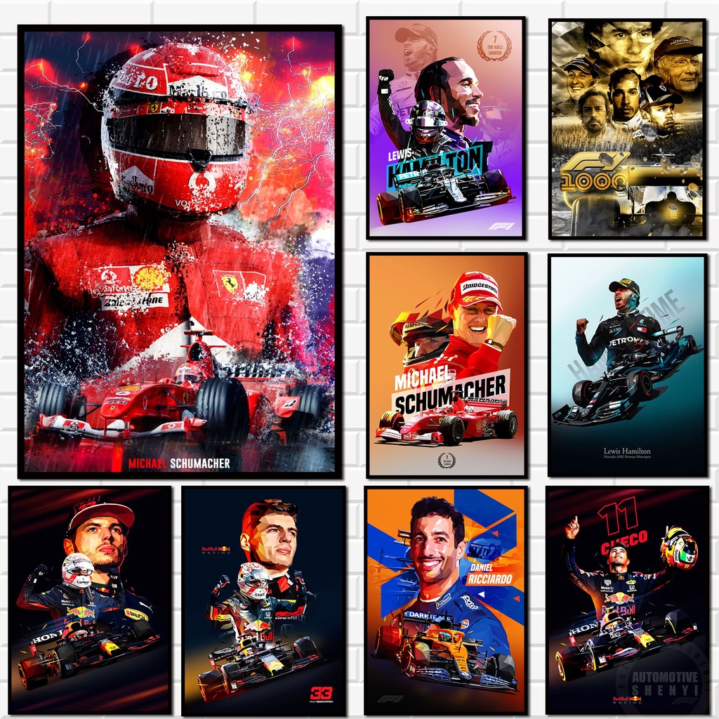 F1 Racer Formula 1 Portrait World Champion Poster Racing Car F1 Team ...