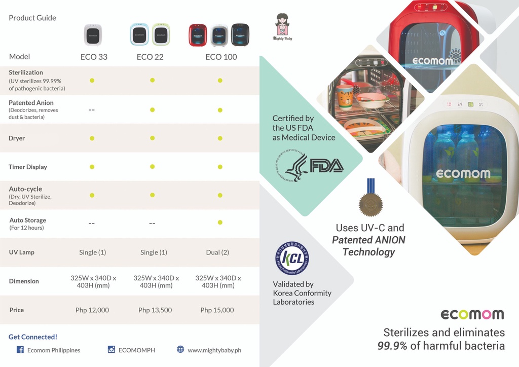 Ecomom Eco 100 Dual Uv Sterilizer (Silver) | Shopee Philippines