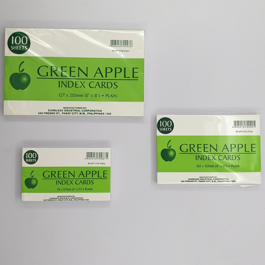 Green Apple Index Card (Plain White) (100 Sheets) | Shopee Philippines