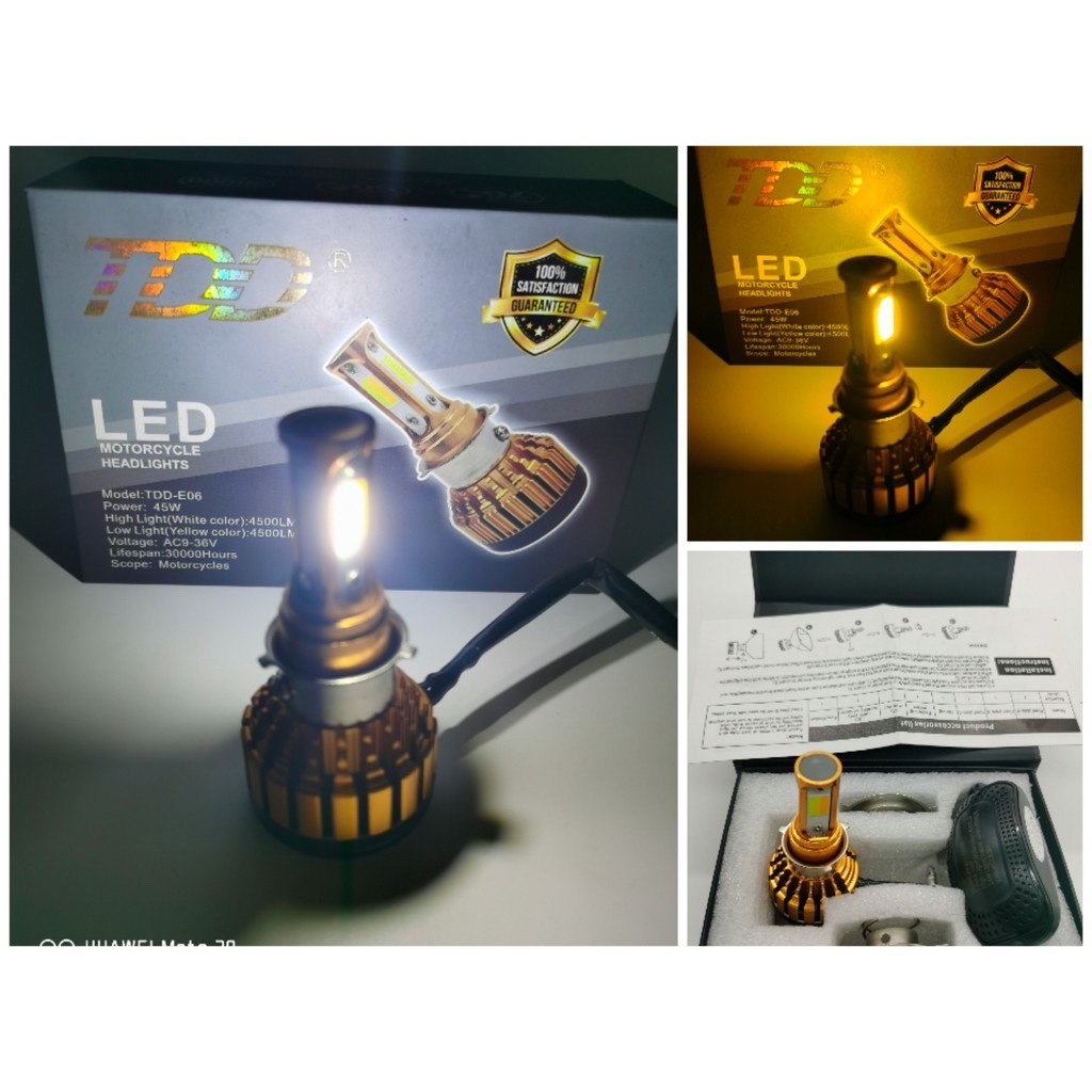 COD Motorcycle Two-Tone LED Headlight TDD-E06 45W universal | Shopee ...