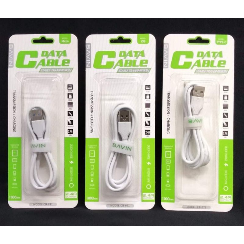 Bavin Fast Charging 2.4A 1M USB Cable Android/TypeC/ios | Shopee ...