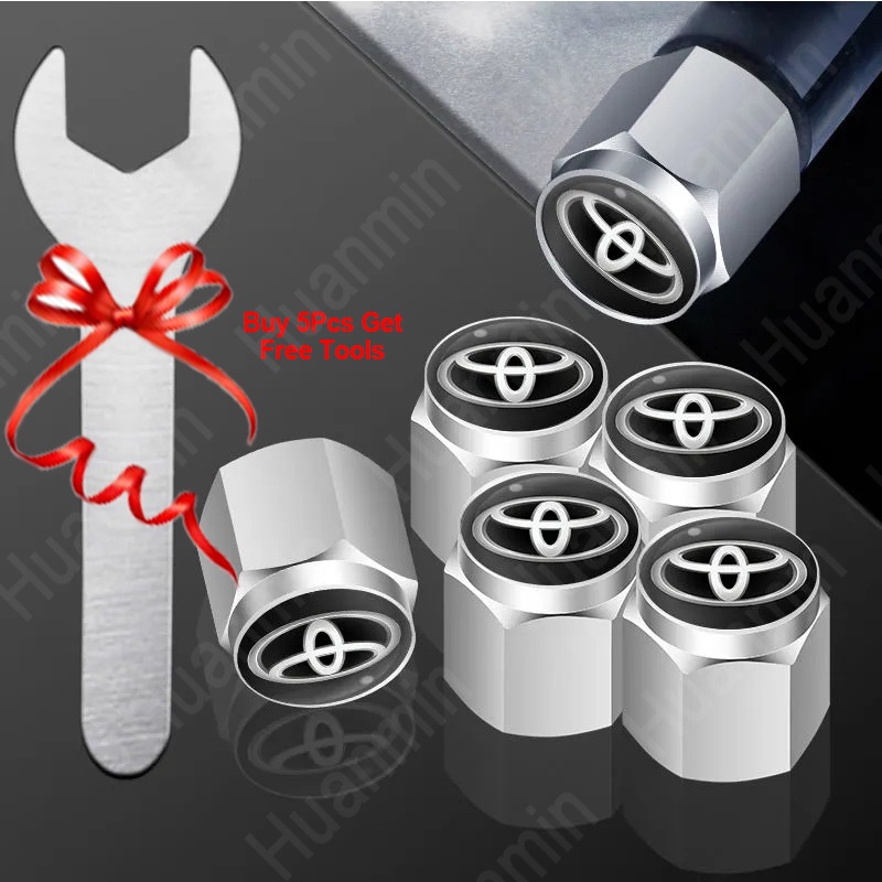 Toyota 5Pcs Car Tire Valve Cap Anti-theft Metal Wheel Air Caps ...