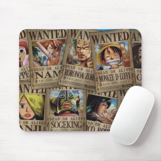ONE PIECE WANTED Rubber Mouse Pads | Gaming Mouse Pads 3mm Size 8.5x7 ...
