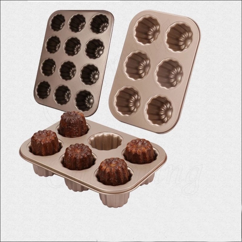 Canele Mold Cake Pan 6/9/12 Cup Non-Stick Cannele Muffin Cupcake ...