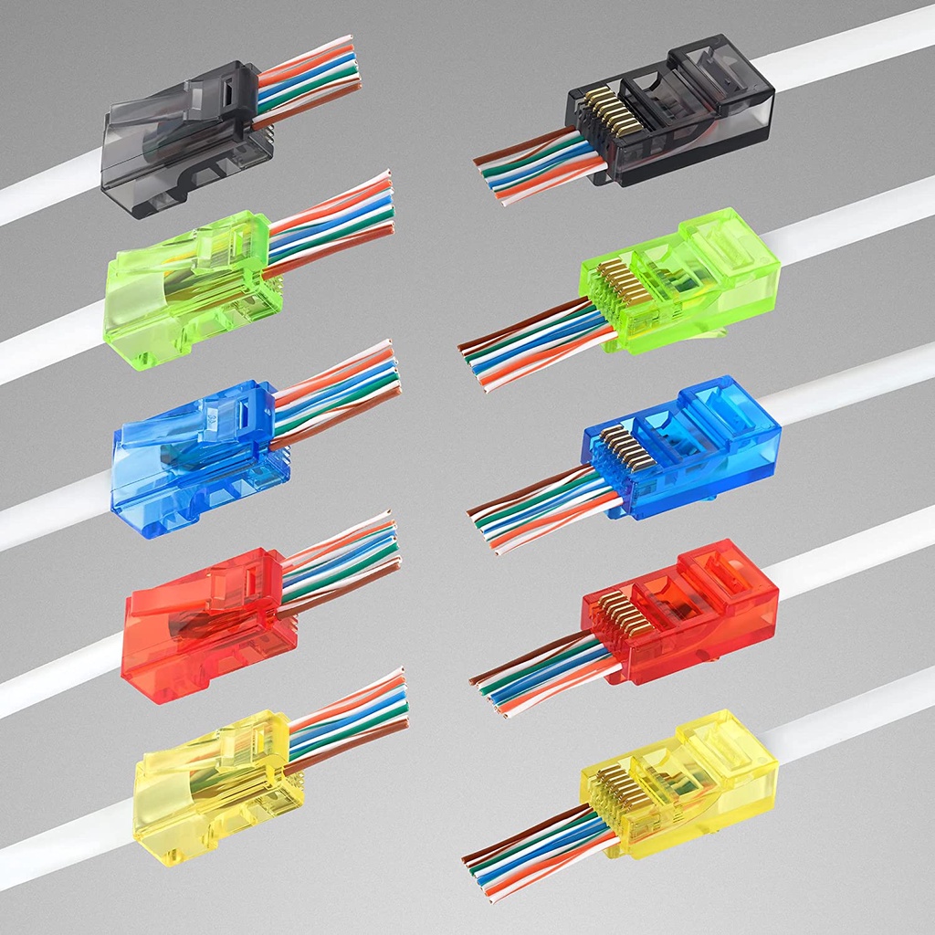 ZoeRax RJ45 CAT6 Pass Through Connectors EZ To Crimp Network Connector ...