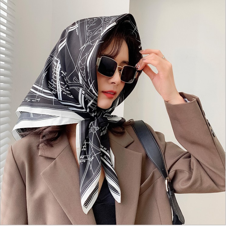 ins Fashion 90*90cm scarf women's silk scarf satin head scarf scarf ...