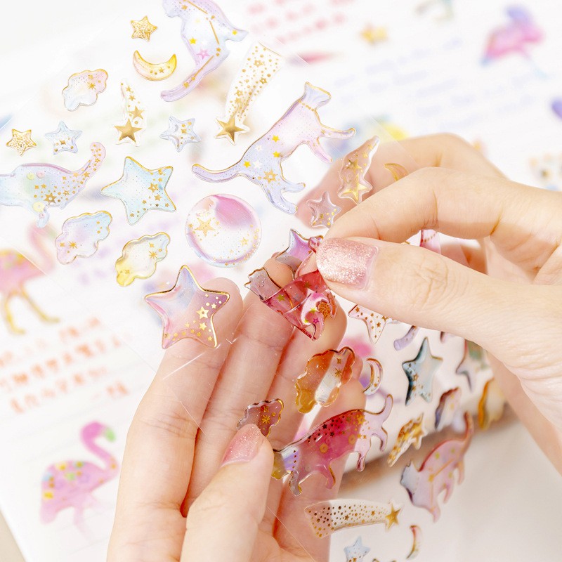 Crystal Epoxy Sticker Hot Stamping Stereo Phone Sticker Hand Account ...