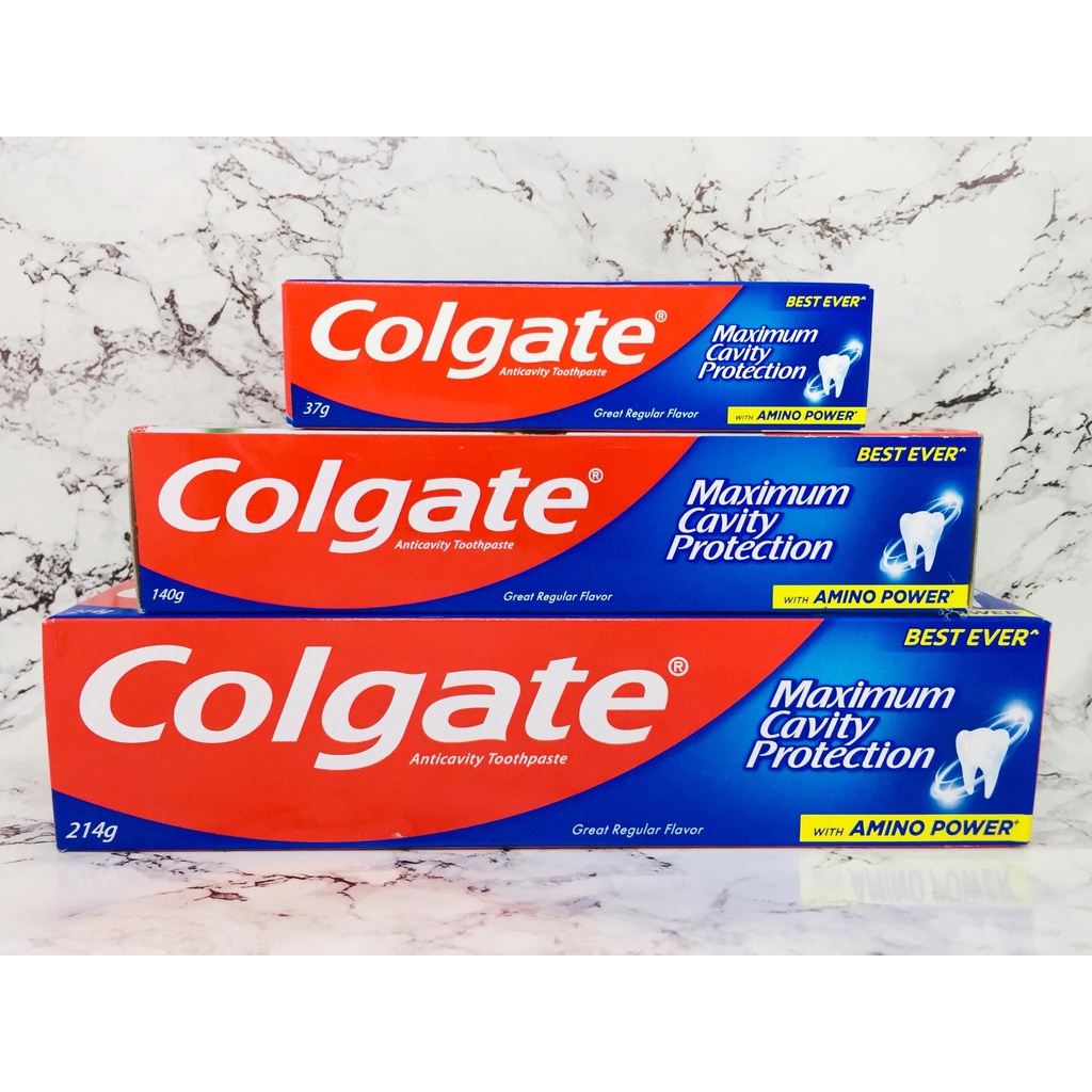 Colgate Regular Flavor Anti Cavity 214g, 140g, 37g Toothpaste w/ Amino Power | Shopee Philippines