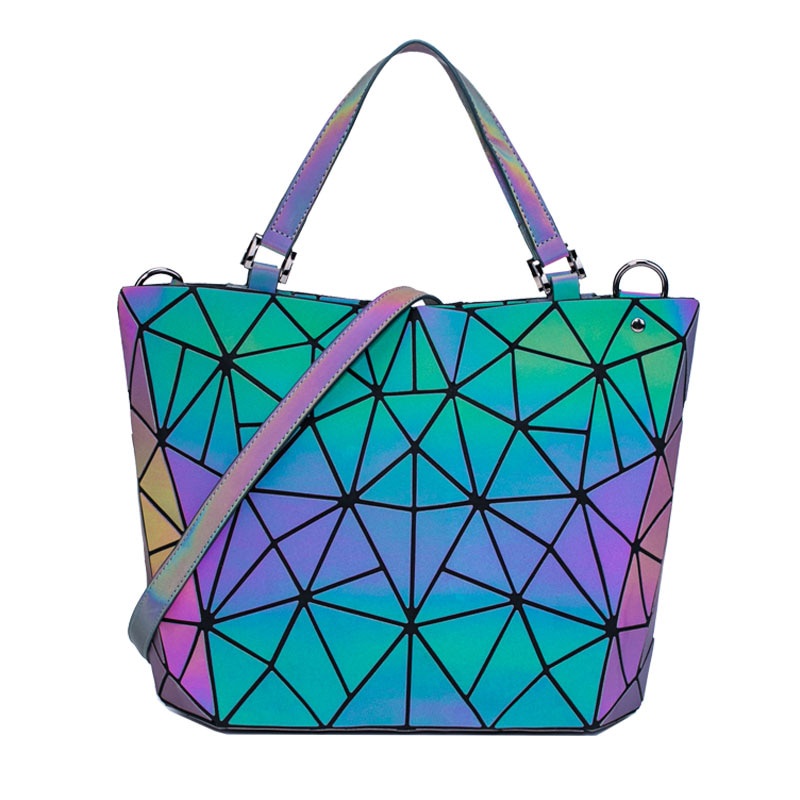 Luminous bao bag Women Geometry Tote Quilted Shoulder Bags Hologram ...