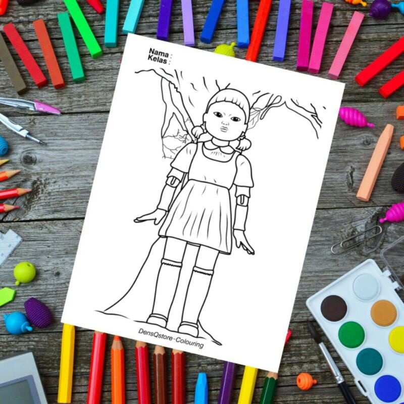 Squid Game Theme Children's Coloring Paper / Drawing Paper (10 Drawing ...