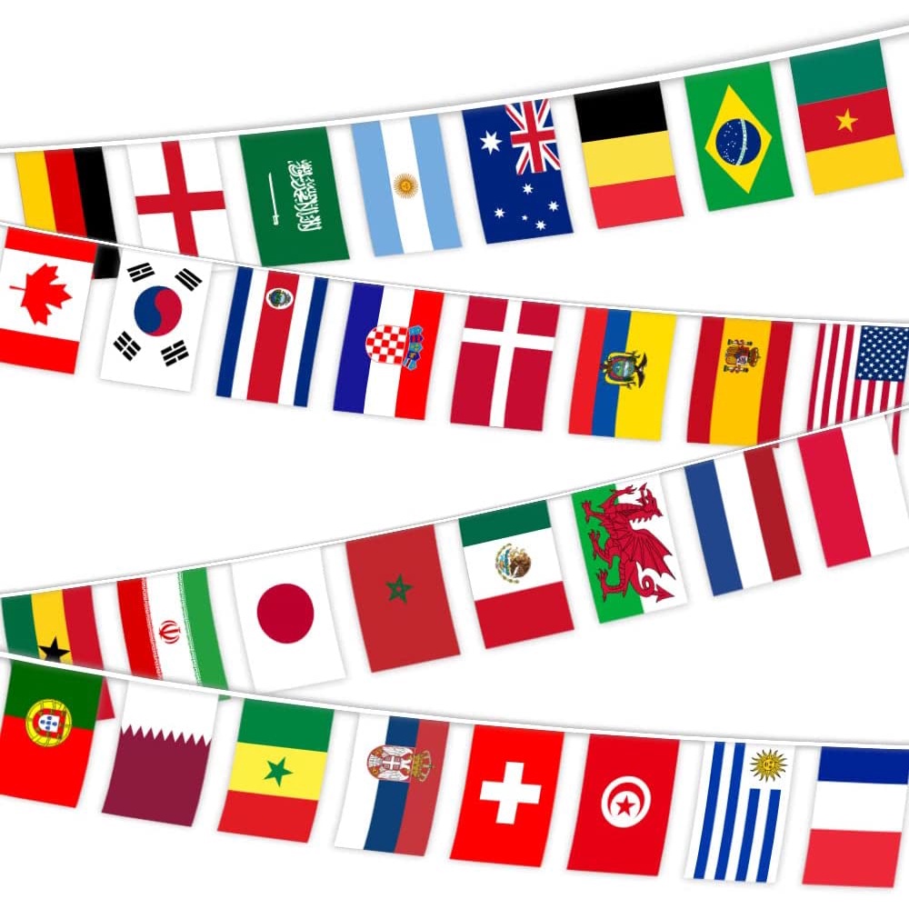 2022 Qatar Soccer World Cup Flags Banner String A set of 32 Countries ...