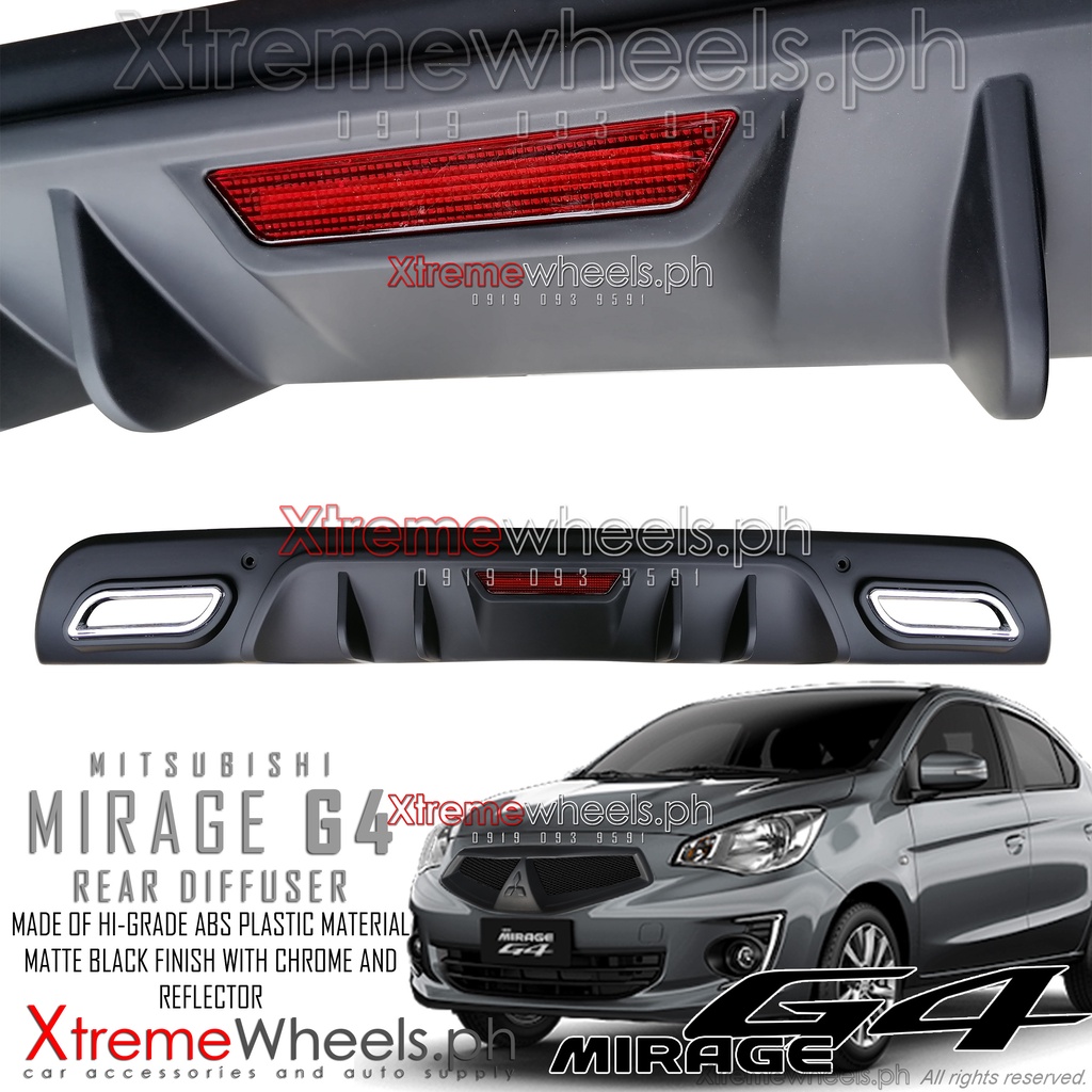Mirage G4 2013-2017 Rear bumper Diffuser Matte Black with Reflector ...