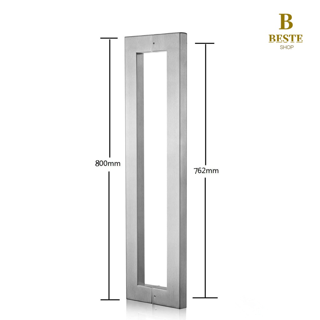 Modern Heavy Duty Stainless Steel Push Pull Door Handle Silver Square ...