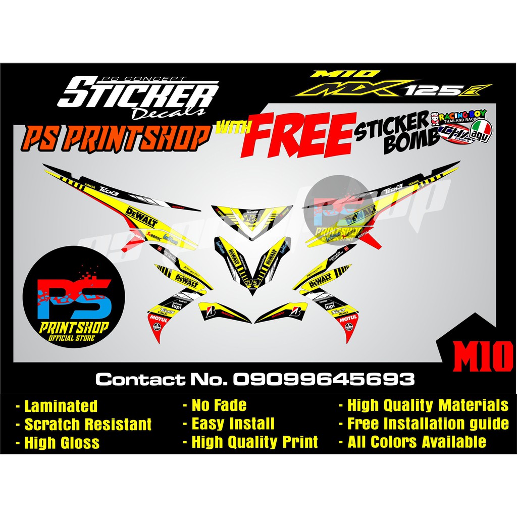 MIO soul i, Mio GT, Mio MX 125 i Yamaha Full Body Set sticker decals ...