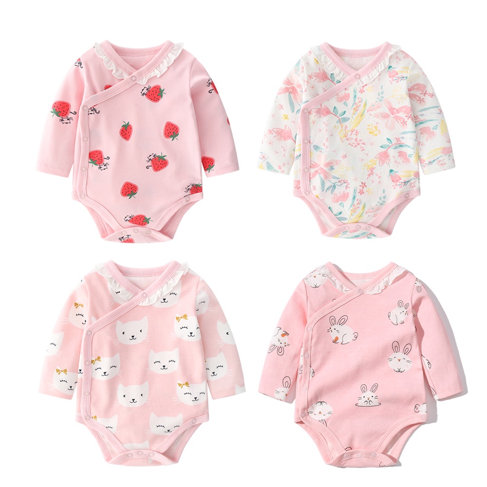 4Pcs Newborn Clothes Baby Romper Strawberry Long Sleeve Baby Onesies ...