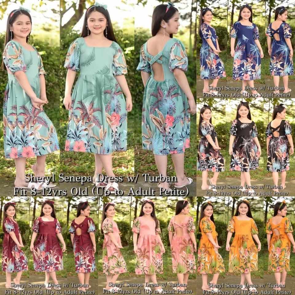 SHERYL SENEPA DRESS W/ TURBAN Fit 8-12yrs Old (Fit up to Adult Slim ...