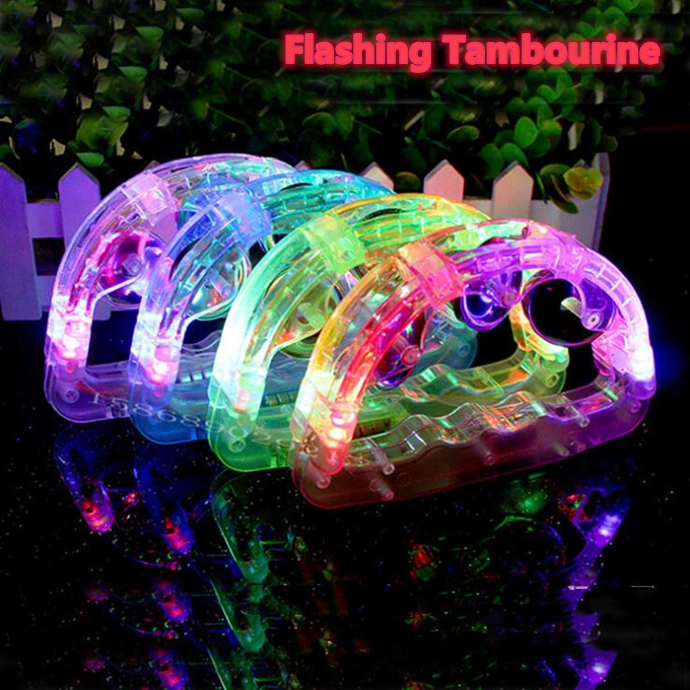 LED Light Up Sensory Toy Flashing Tambourine Musical Instrument Shaking ...