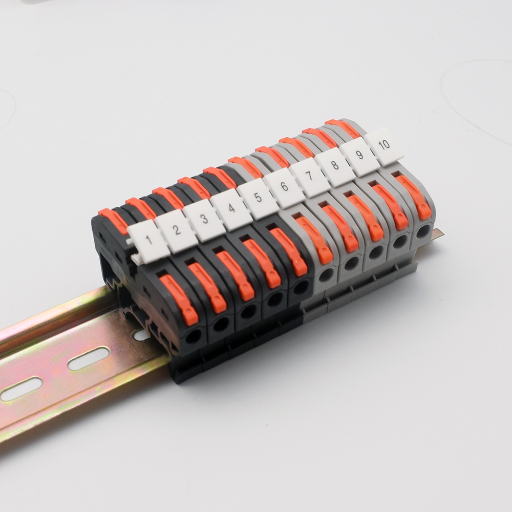 DIN Rail Terminal Blocks kit Universal Compact Wire Wiring Connector ...