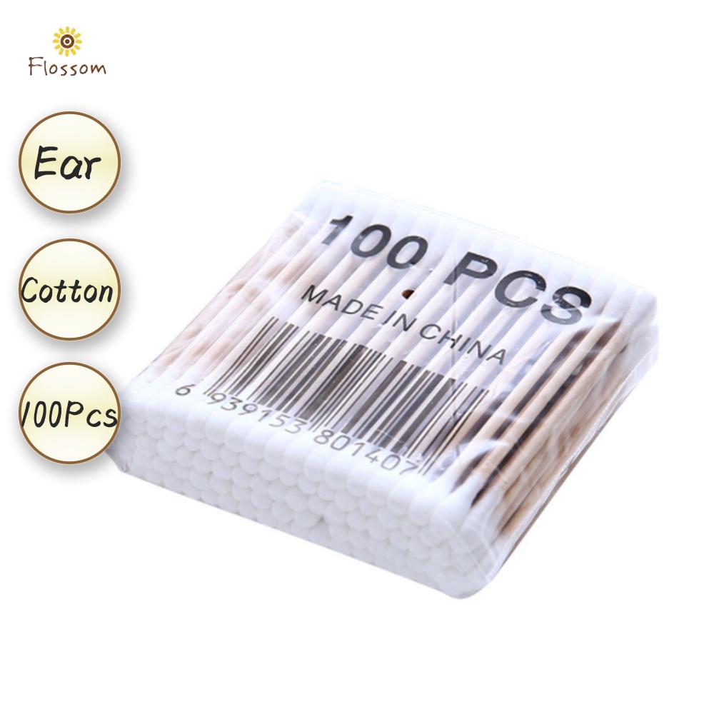 100Pcs Cotton Swabs Bamboo Stick White with Plastic Wrapper Eco ...