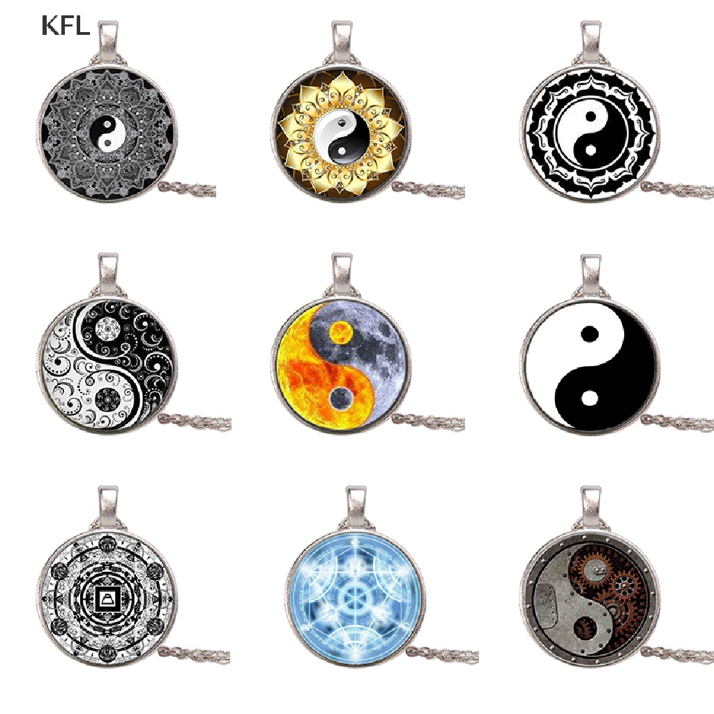 (KFL) Tai Chi Yin Yang Pendant Necklace Chinese Taoism Logo Glass ...