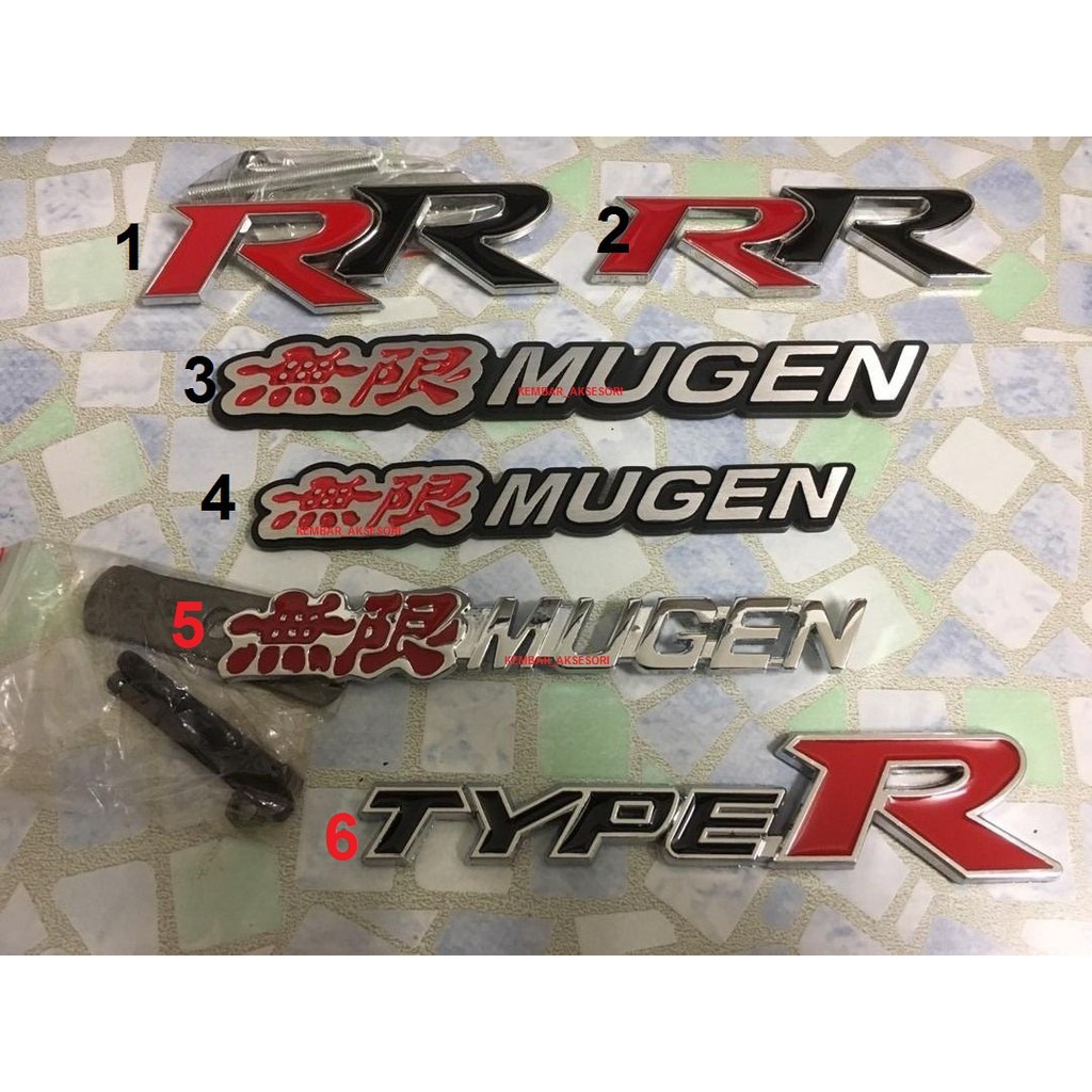 EMBLEM LOGO MUGEN RR GRILL TYPE R ALL MATERIAL METAL HONDA CIVIC FD ...