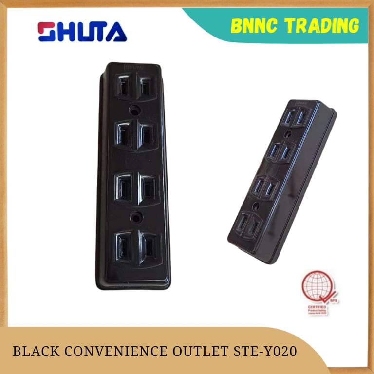 SHUTA BLACK SURFACE TYPE QUADRUPLE COVENIENCE OUTLET 4 GANG [BPS ...
