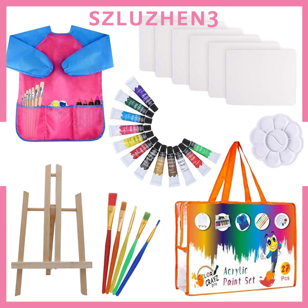 Set, 27Pieces Acrylic Paint Set with 5 Paint Brushes 8x10 Painting ...