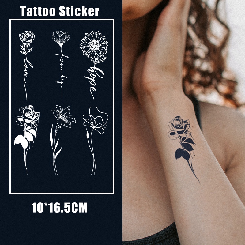 【SUN】Tattoo Sticker Waterproof Long Lasting for Women Flower Fake ...