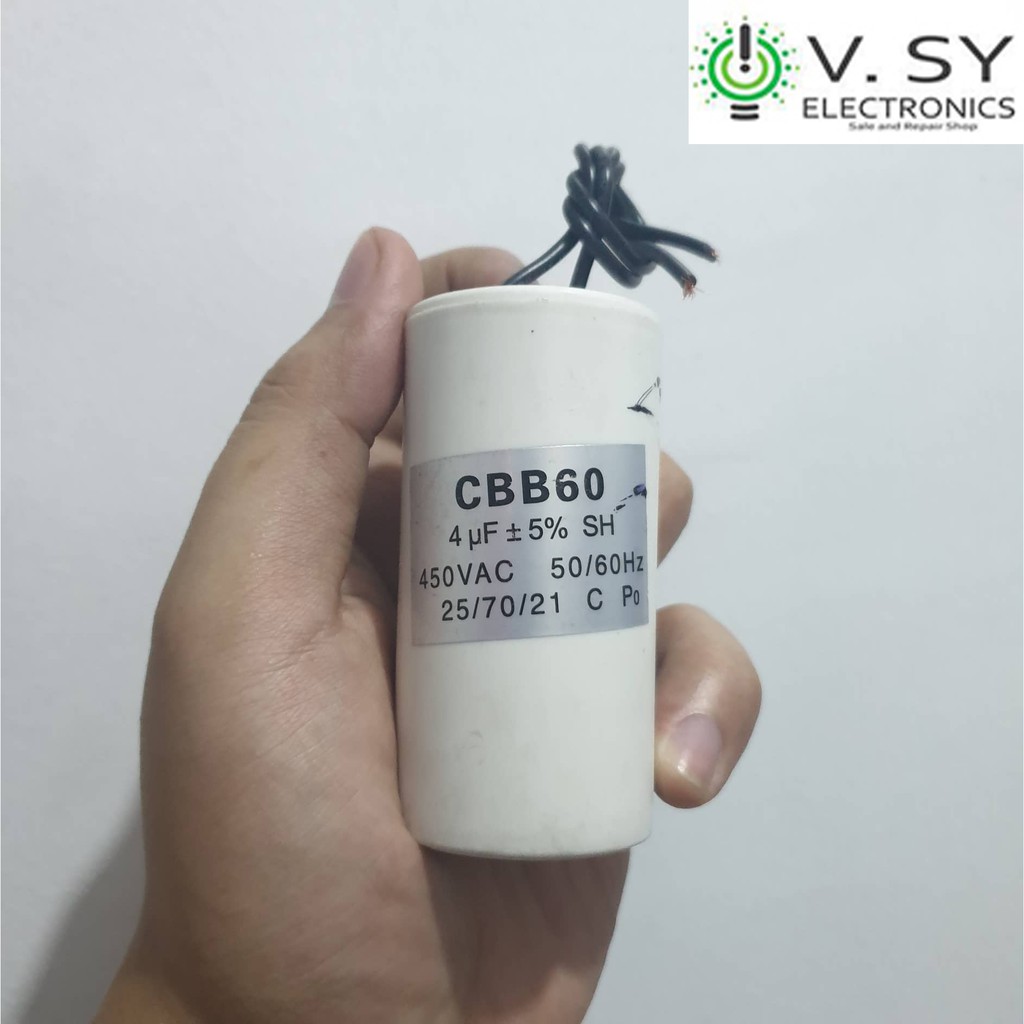 CBB60 4uF 450V AC 50/60Hz 25/70/21 Motor Starting Capacitor 4 uF 450VAC | Shopee Philippines
