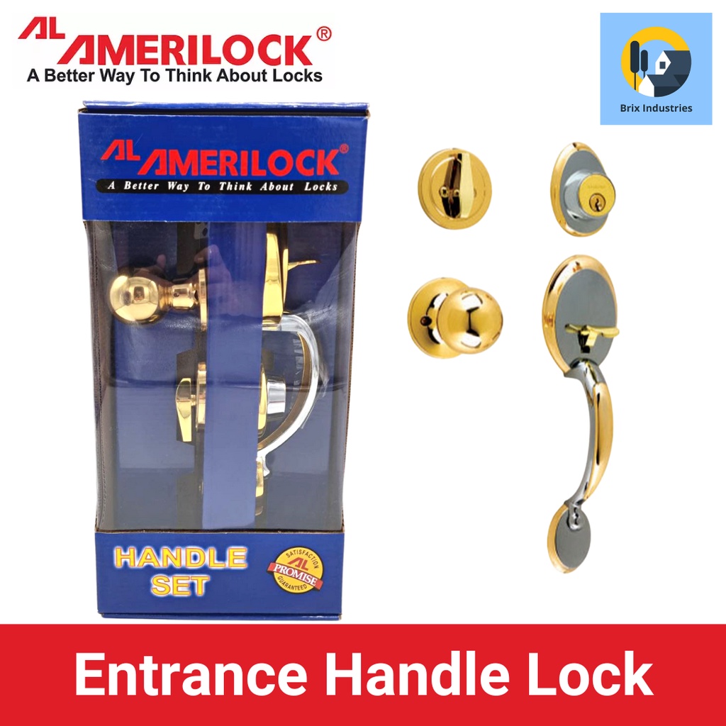 Amerilock 2-Tone Elegant Entrance Handle Lock AL70610 SH-SSP/PB Double ...