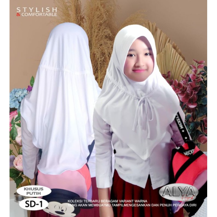 PUTIH Ori ALYA HIJAB BERGO CHILDREN PLAIN WHITE PREMIUM HIJAB FOR SCHOOL CHILDREN ORIGINAL AURA ...