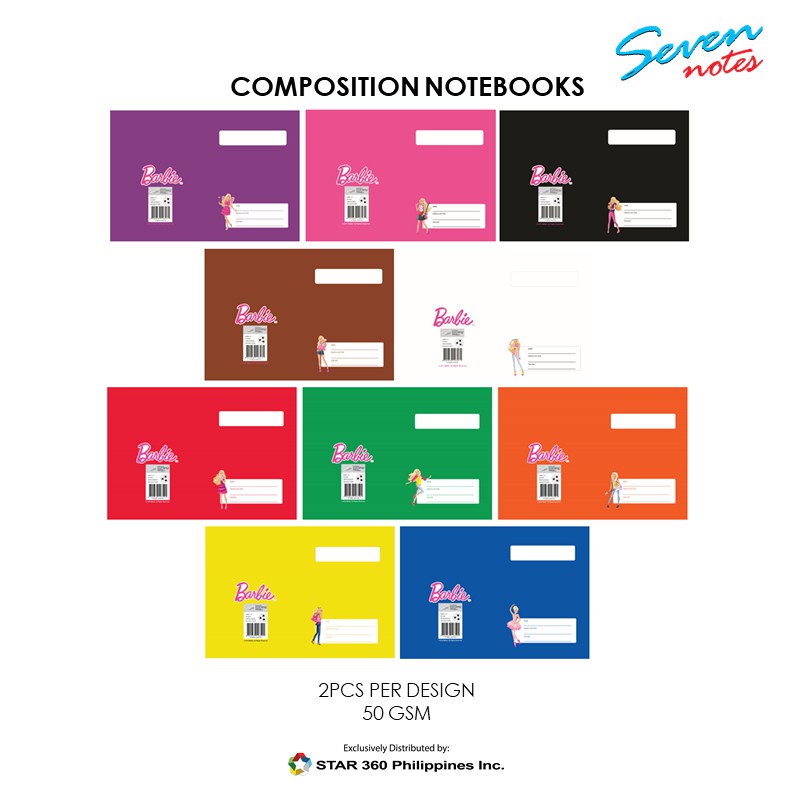 Seven Notes Composition Notebooks Color Coded Character (10pcs ...
