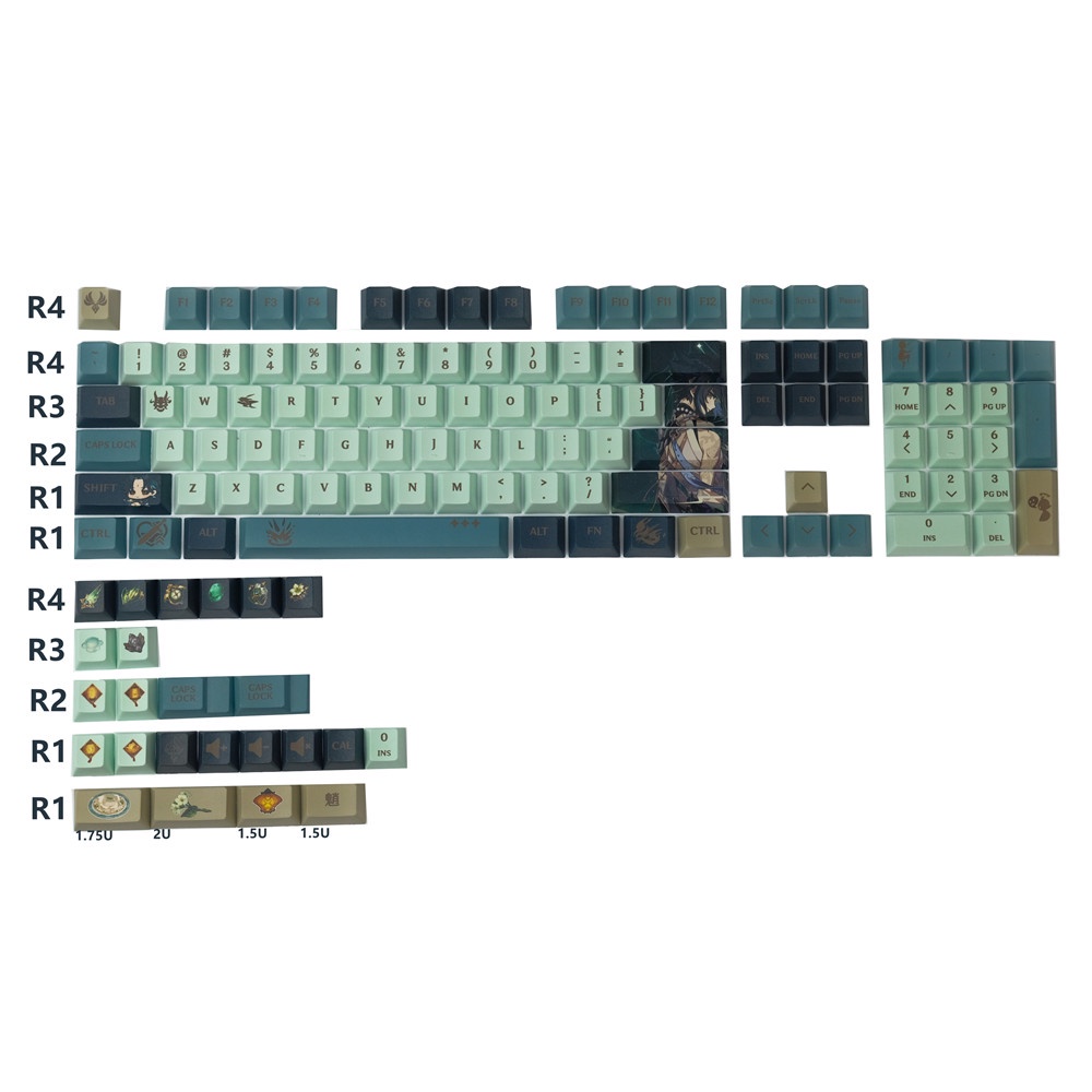 GMK Genshin General Thunder keycaps, 132 Keys keycaps Cherry Profile ...