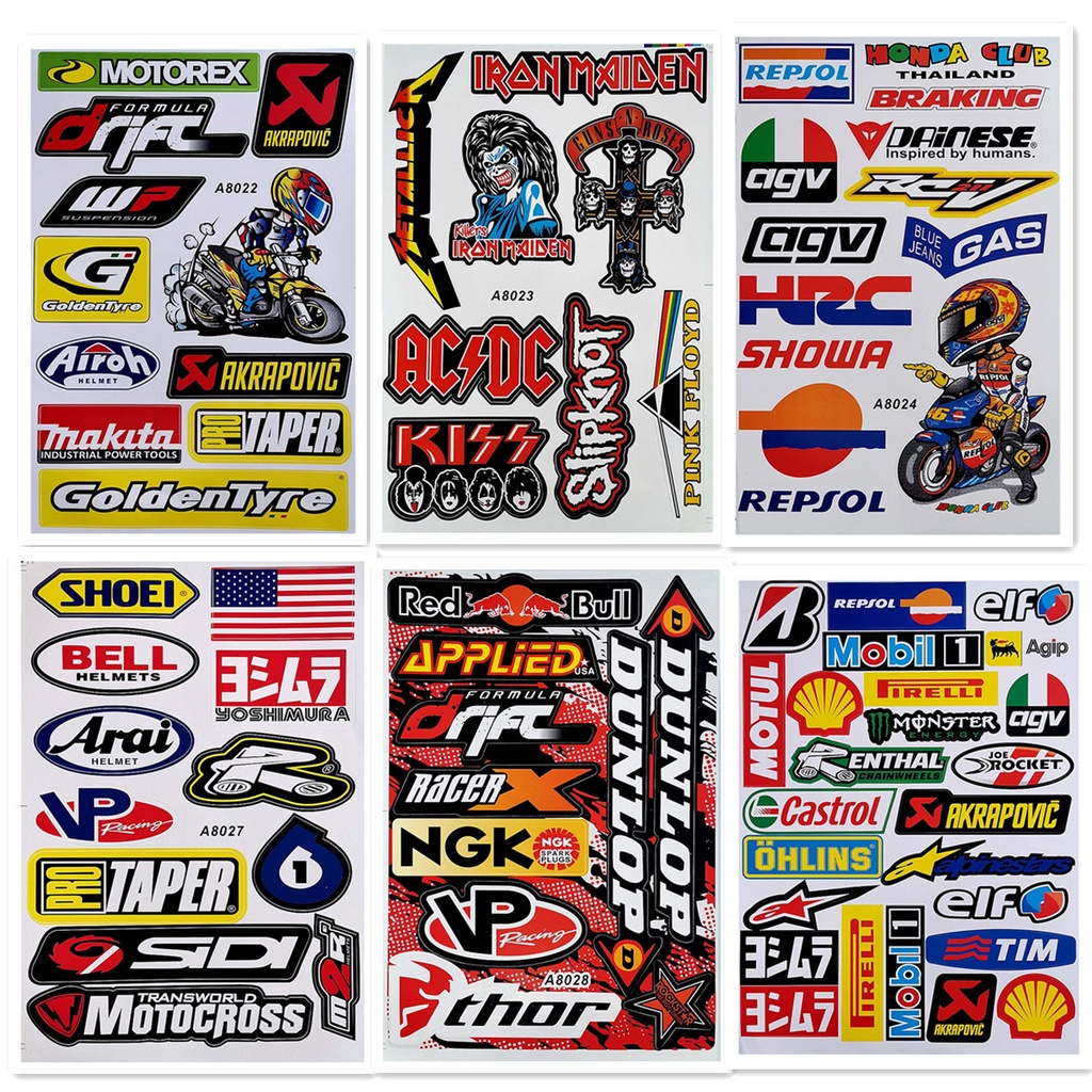 A4Size Racing Helmet Motorcycle Decal Berik AKRAPOVIC Truck Graphic ...