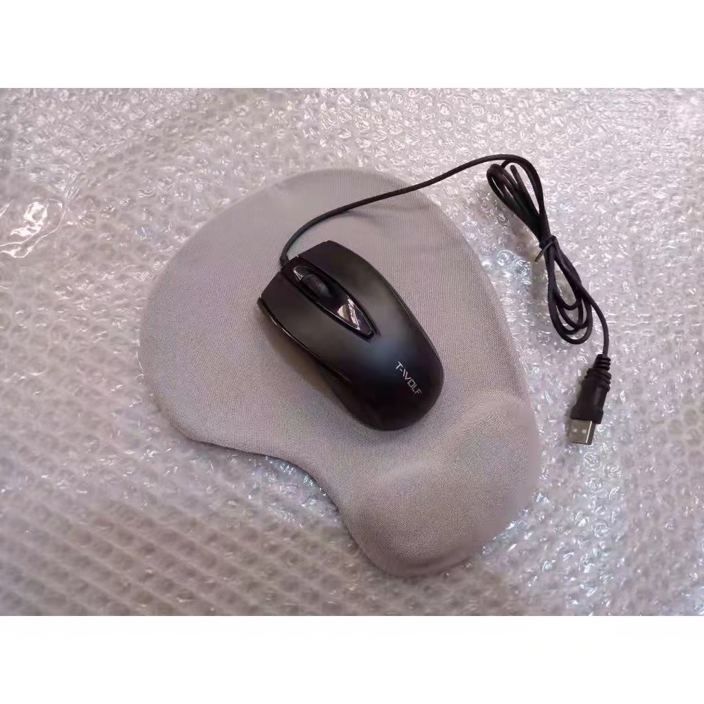 USB Wired Mouse With Mouse Pad Wrist Gel Support TWOLF V13 Wired Mouse ...