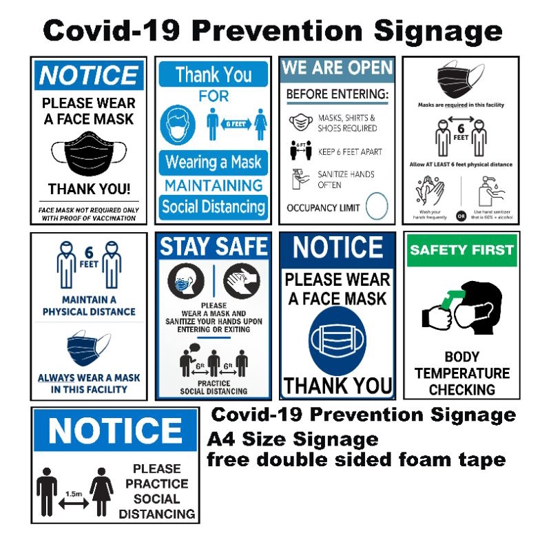 covid-19 prevention signage pvc health protocol signage prevention no ...