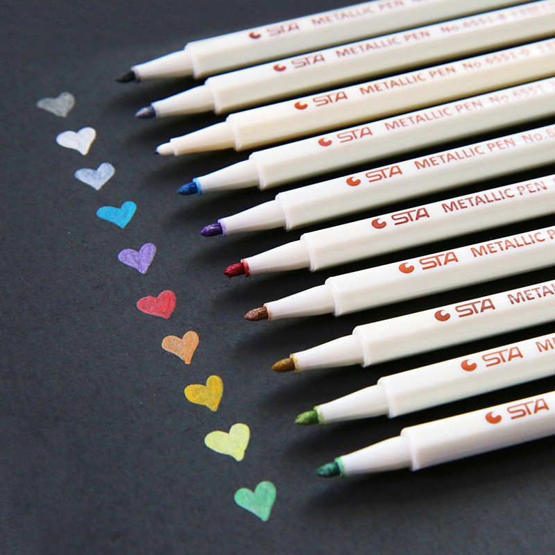 STA 6551 10 colors Metallic color pen water based marker DIY Album ...