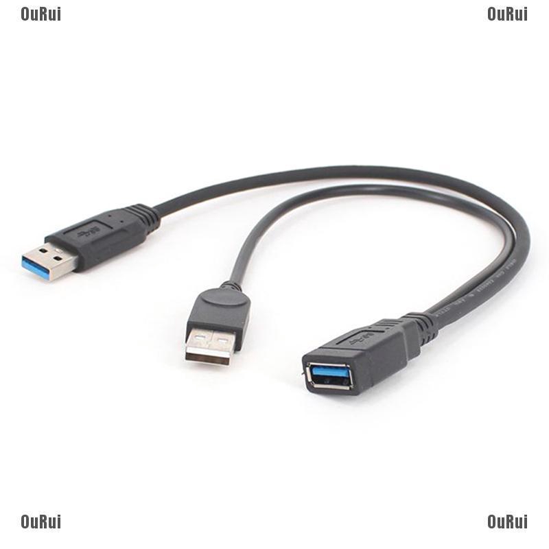 HS USB 3.0 Cable Dual Power Charge Cables Y Adapter Male to Female Cord ...
