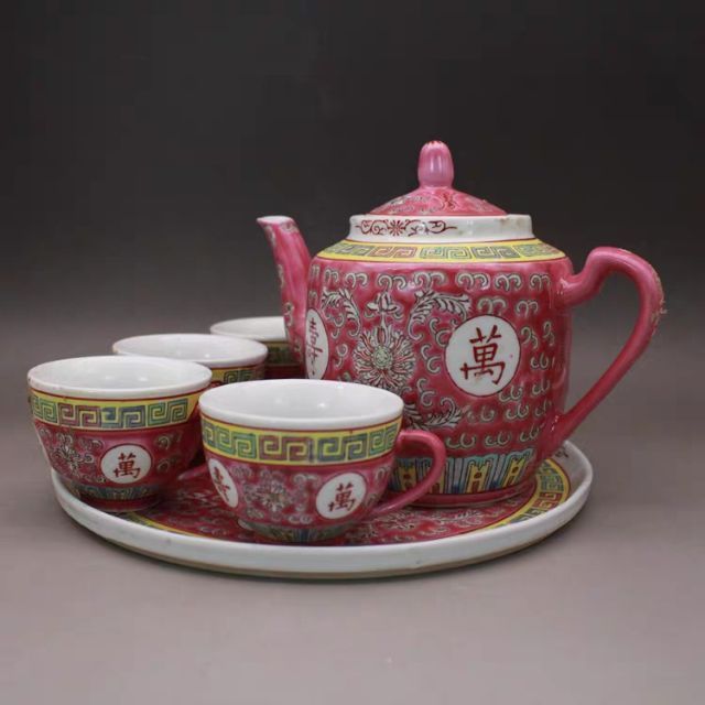 Tea Set Large With Saucer Tray Genuine Kang Sai Ceramic 1 Hand-Written ...