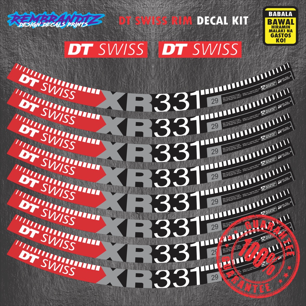 Bike rim decals 8 pcs set - DT Swiss XR331 rim decals set for 2 rims ...