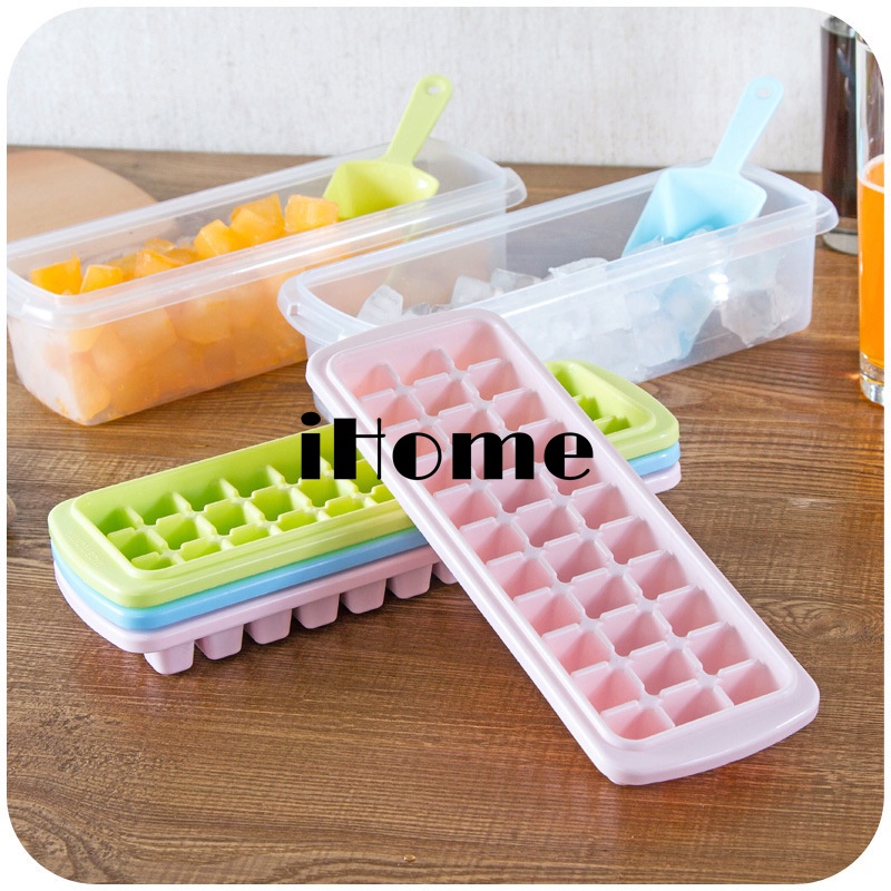 Ice Cube Tray Round Cubes Plastic Ice Cube Maker Mold with Lids for Ice ...