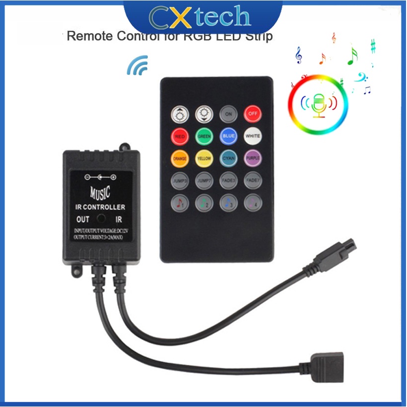 20keys LED RGB Music Controller Sound Sensor With IR Remote Control For ...