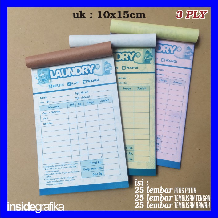 3 Ply Double Laundry Note Translucent Washing Receipt Clothes Receipt ...