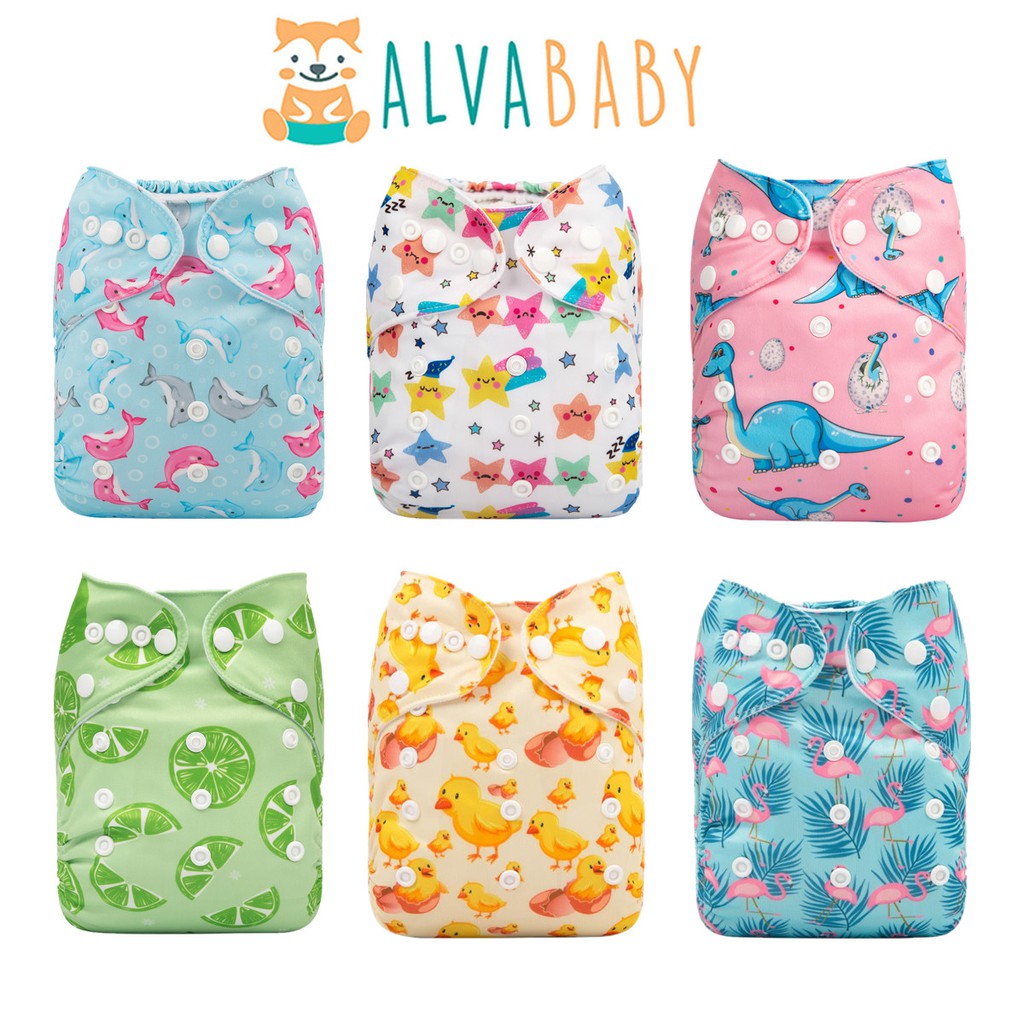 ALVA Baby Cloth Diapers Washable Pocket Nappy Diaper【No Insert】For 3 ...