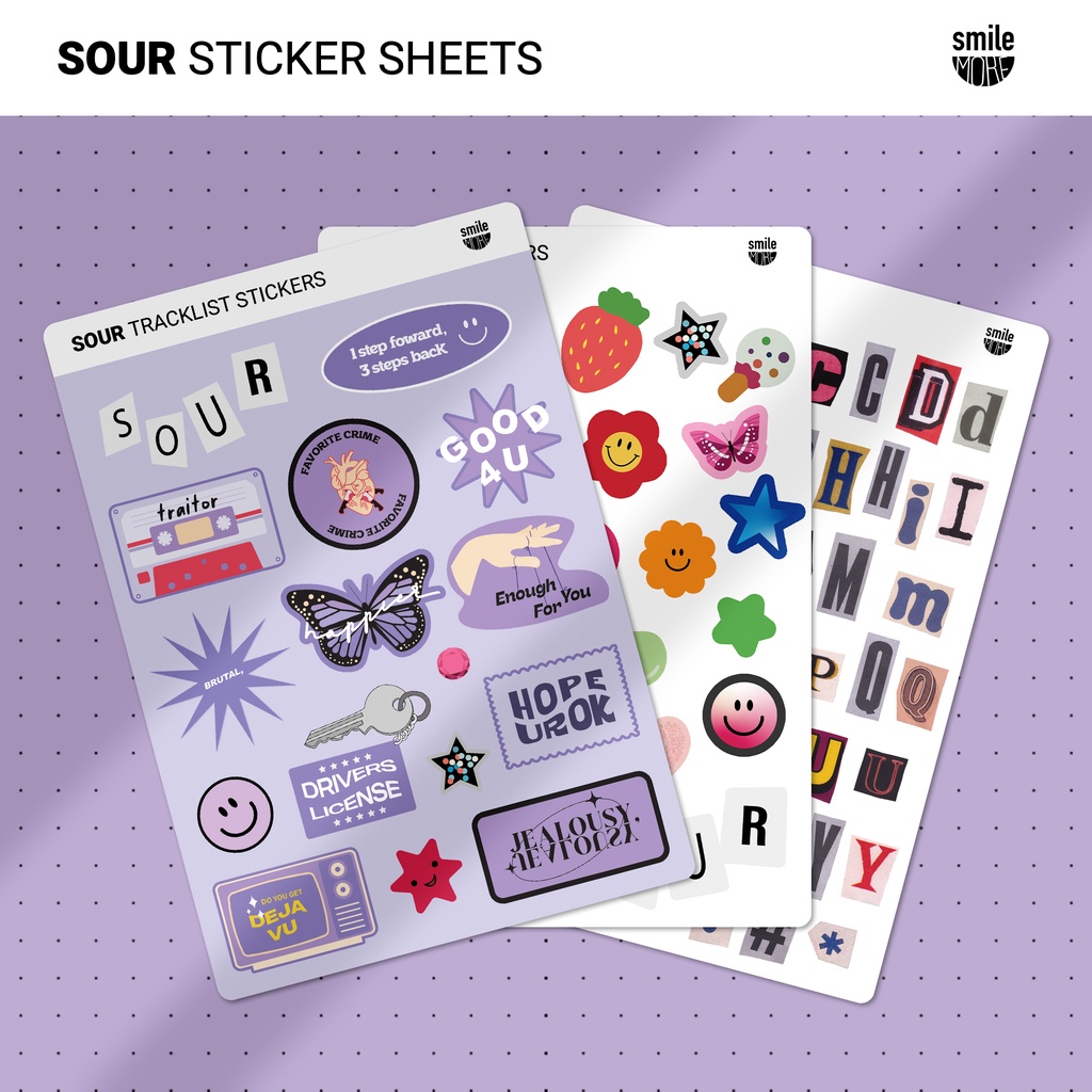 Smile More decor sticker sheet set according to the Sour album by ...